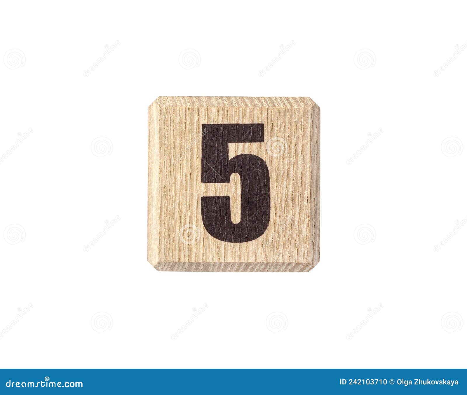 Wooden Cube with Number 5 Isolated on White Background Stock Photo ...