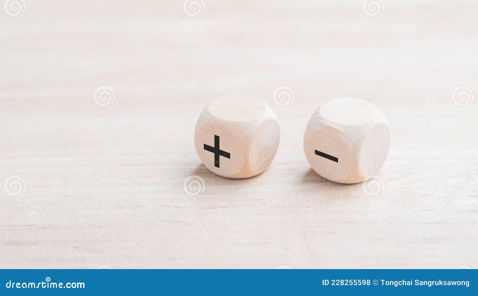 Wooden Cube Plus with a Minus Symbol. Pros and Cons Concept Stock Photo ...