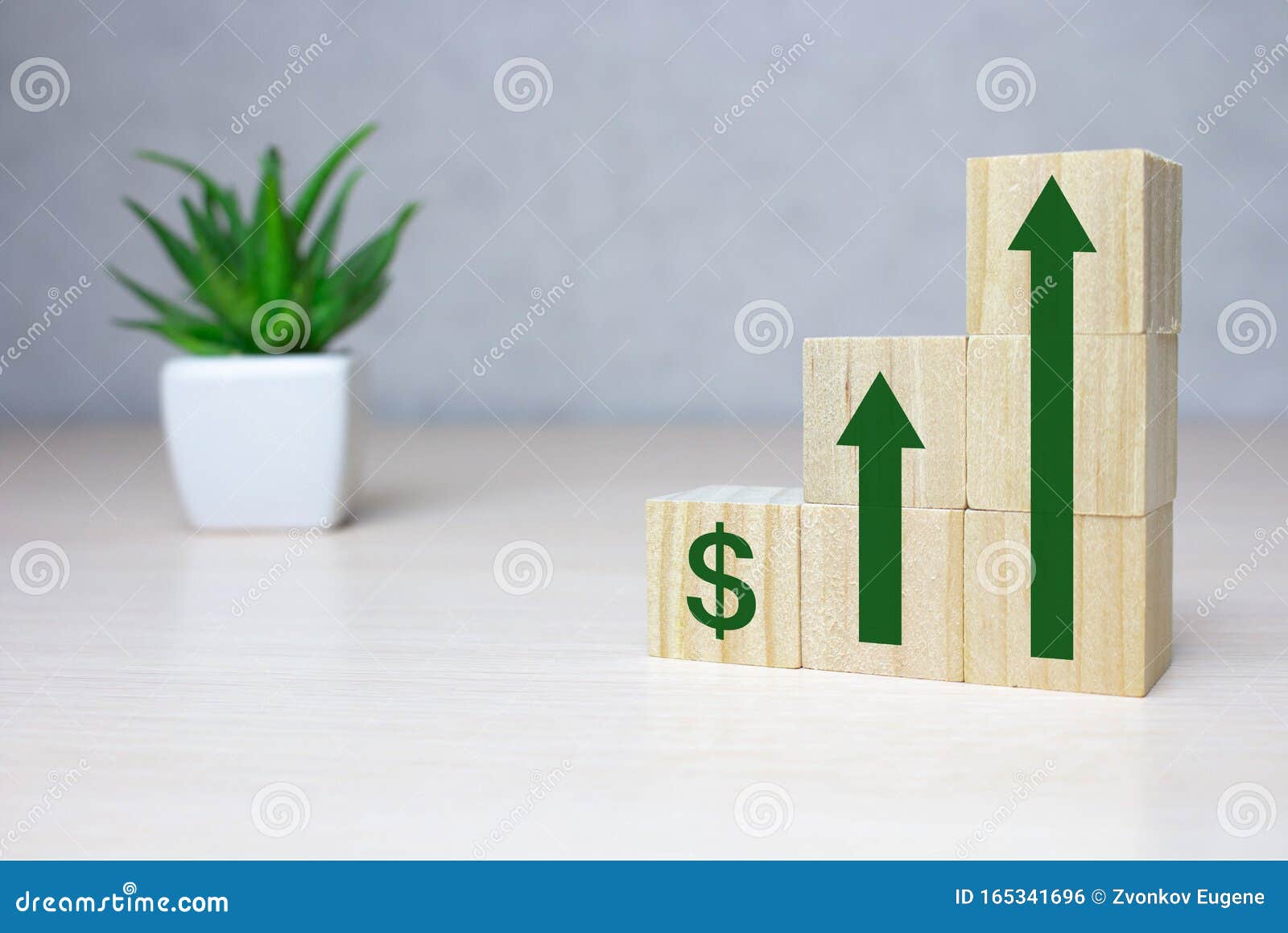Wooden Cube Stack As a Graph with Arrows Pointing Up on White ...