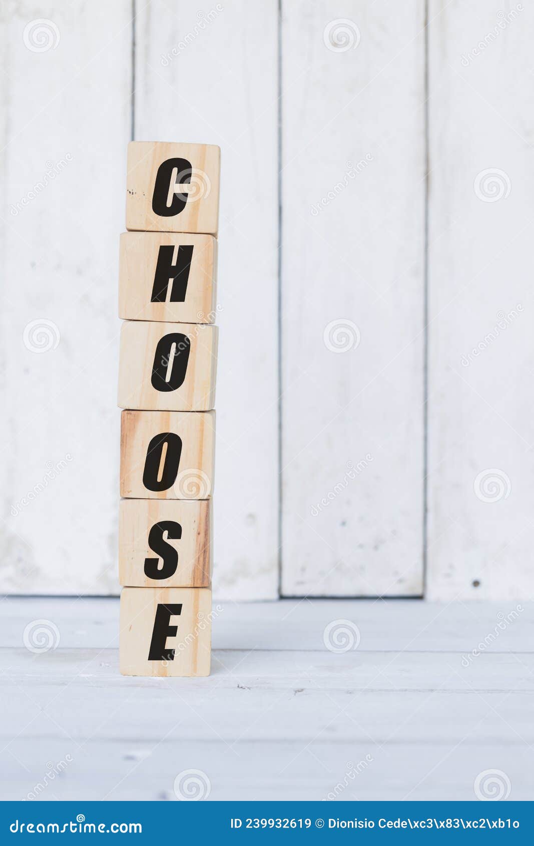 Wooden Cube, with the Word Choose, with White Wooden Background Stock ...