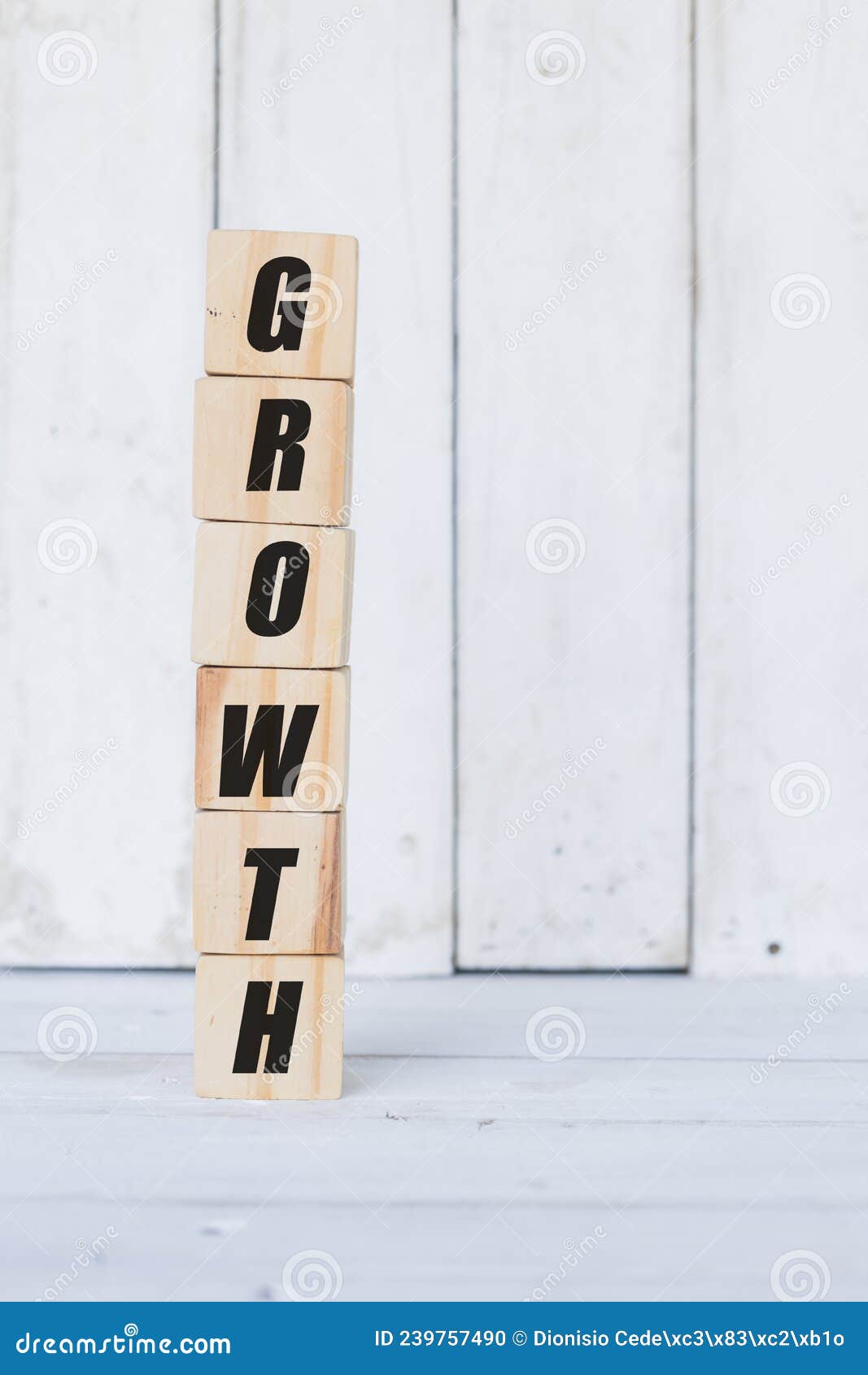 Wooden Cube, with the Word Growth, with White Wooden Background Stock ...