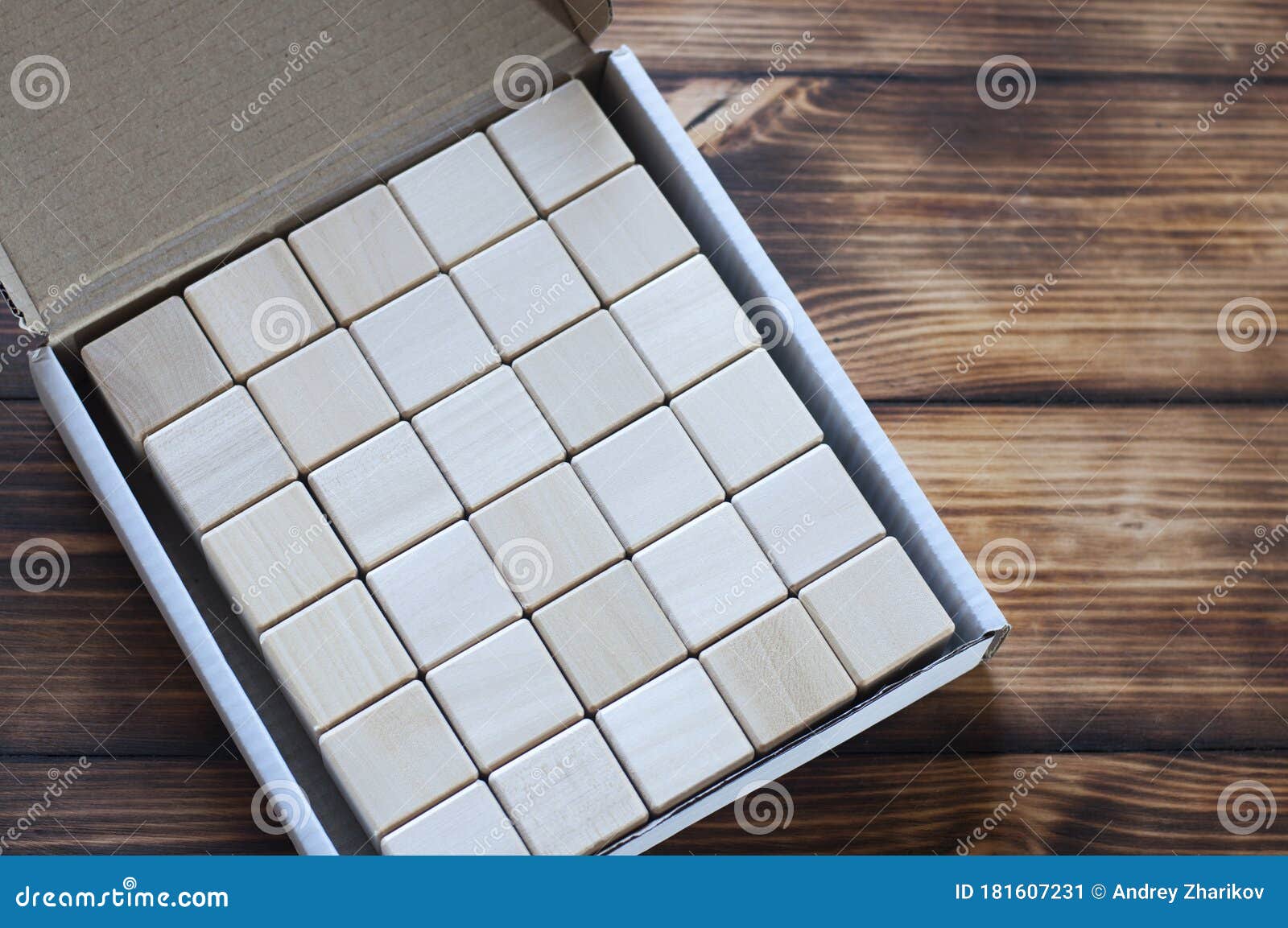 Wooden Cubes. in the Box. Folded Stock Image - Image of office, cubes ...