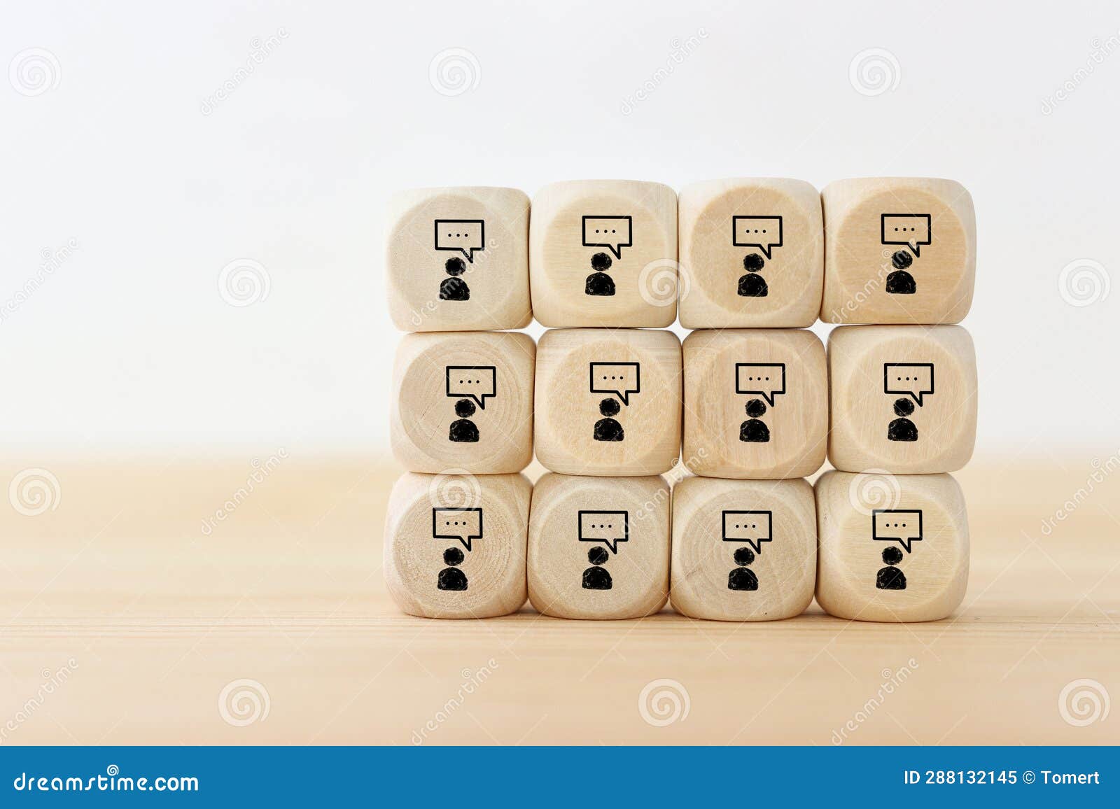 Wooden Cubes with Bubble Speech Signs. Concept of Communication and ...