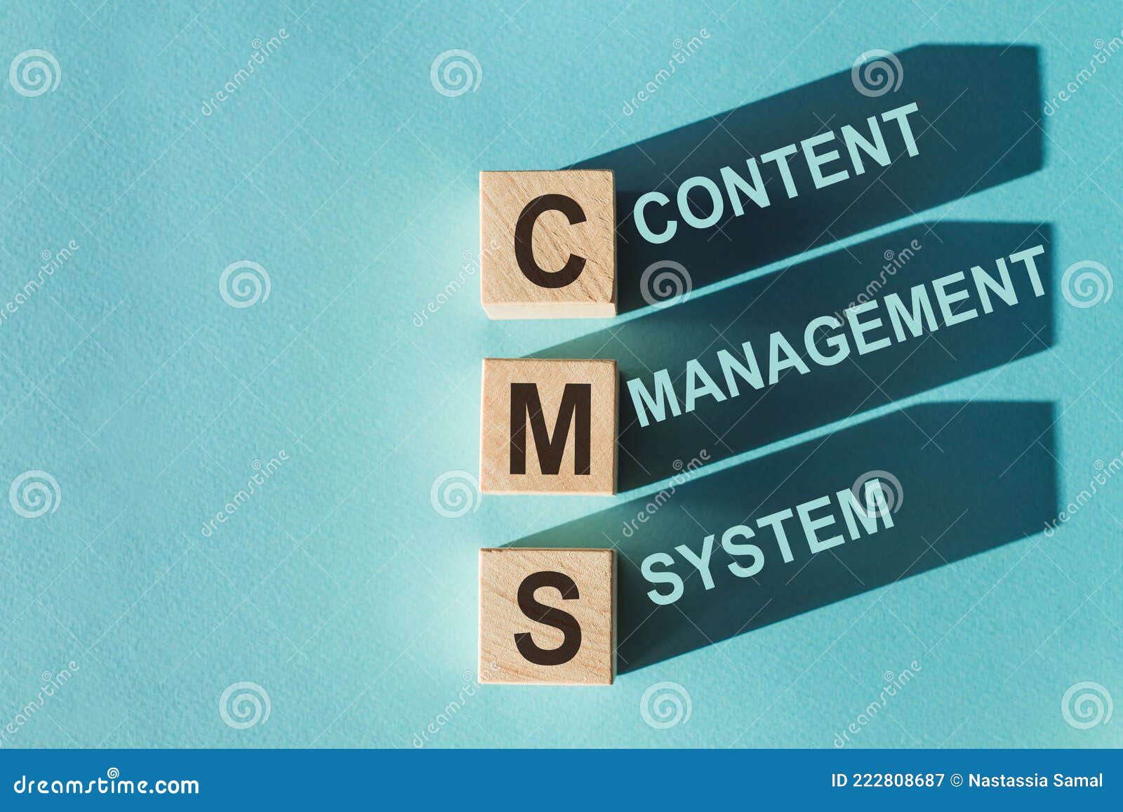 Wooden Cubes Building Word CMS - Abbreviation Content Management System ...