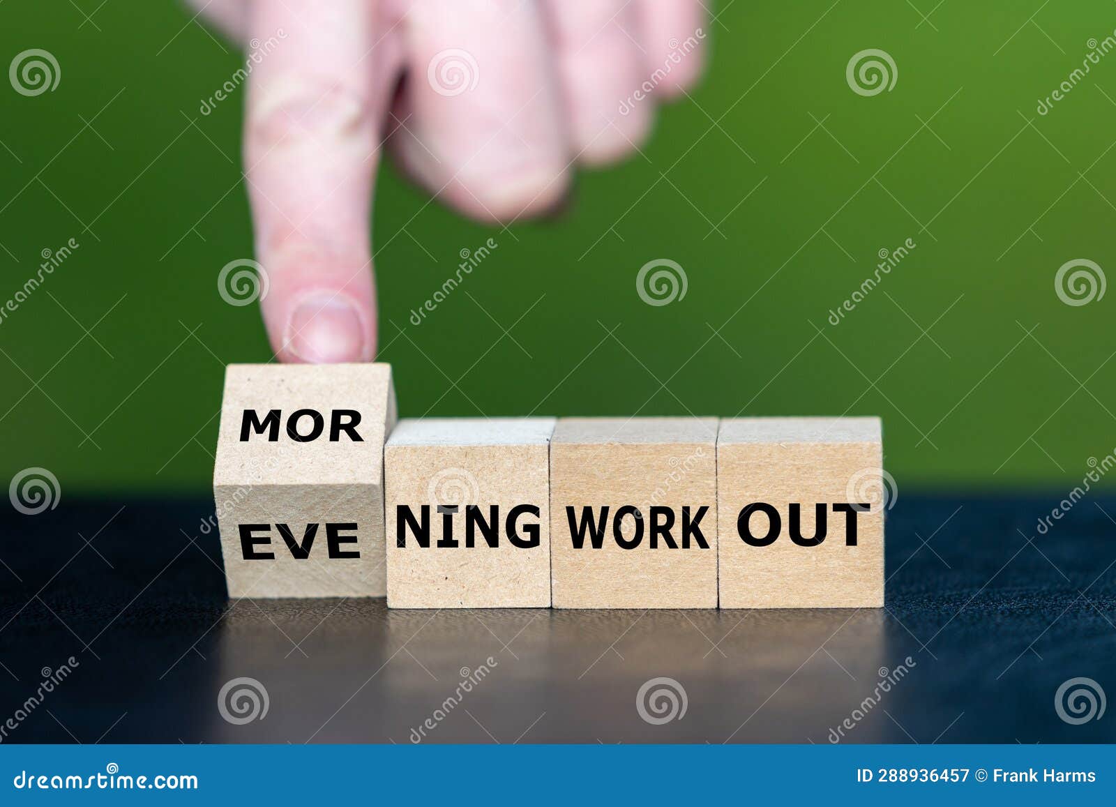 Wooden Cubes Form the Expression Morning Workout and Evening Workout ...