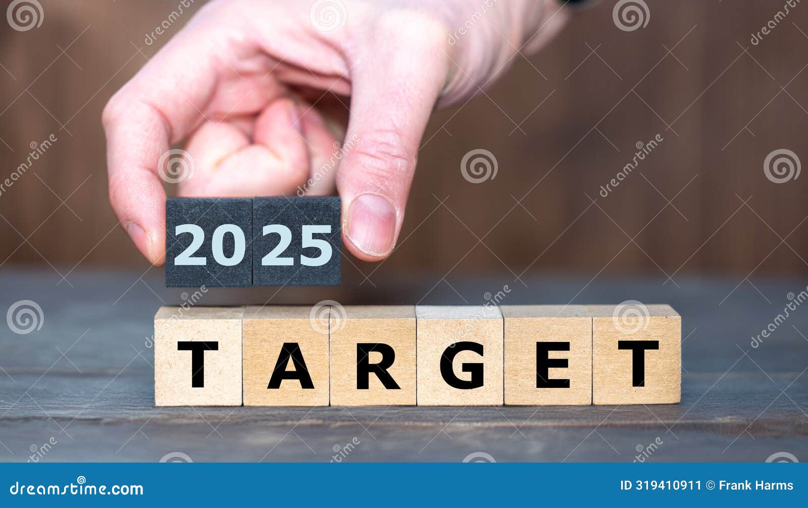 Wooden Cubes Form the Expression 2025 Target, Stock Image - Image of ...