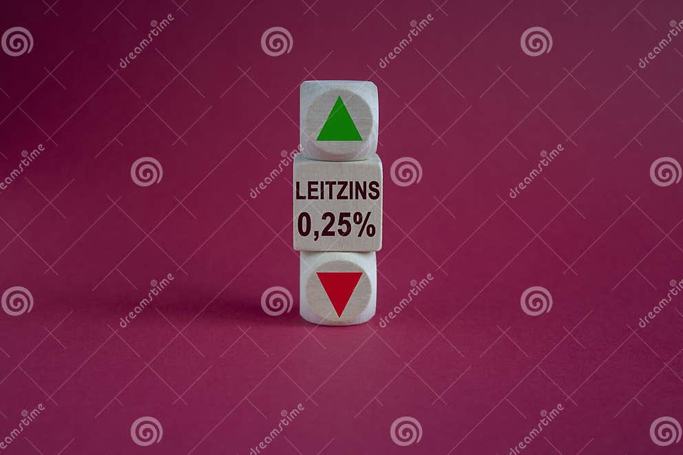 Wooden Cubes Form the German Expression Leitzins 0.25 Percent (key ...