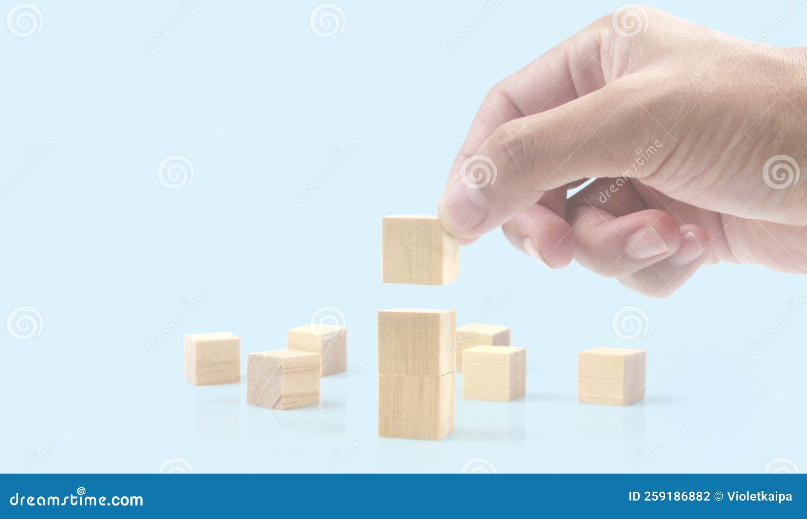 Wooden Cubes in Hand with Copy Space for Input Wording Stock Photo ...
