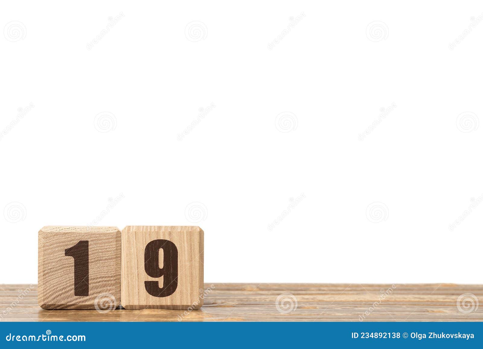 Wooden Cubes with Number 19 Isolated on White Background Stock Photo ...