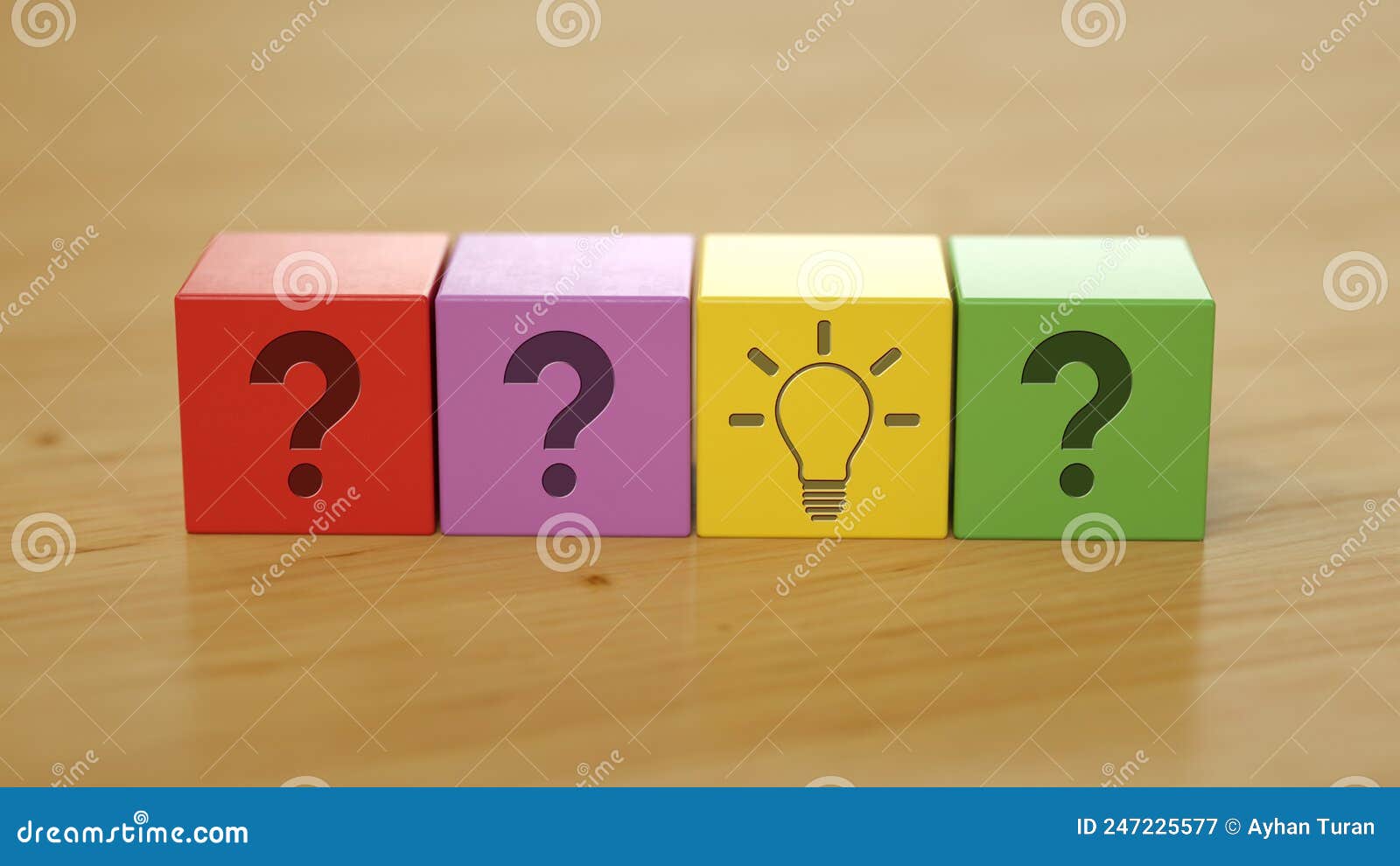 Wooden Cubes ,question Marks and Solution Stock Image - Image of answer ...