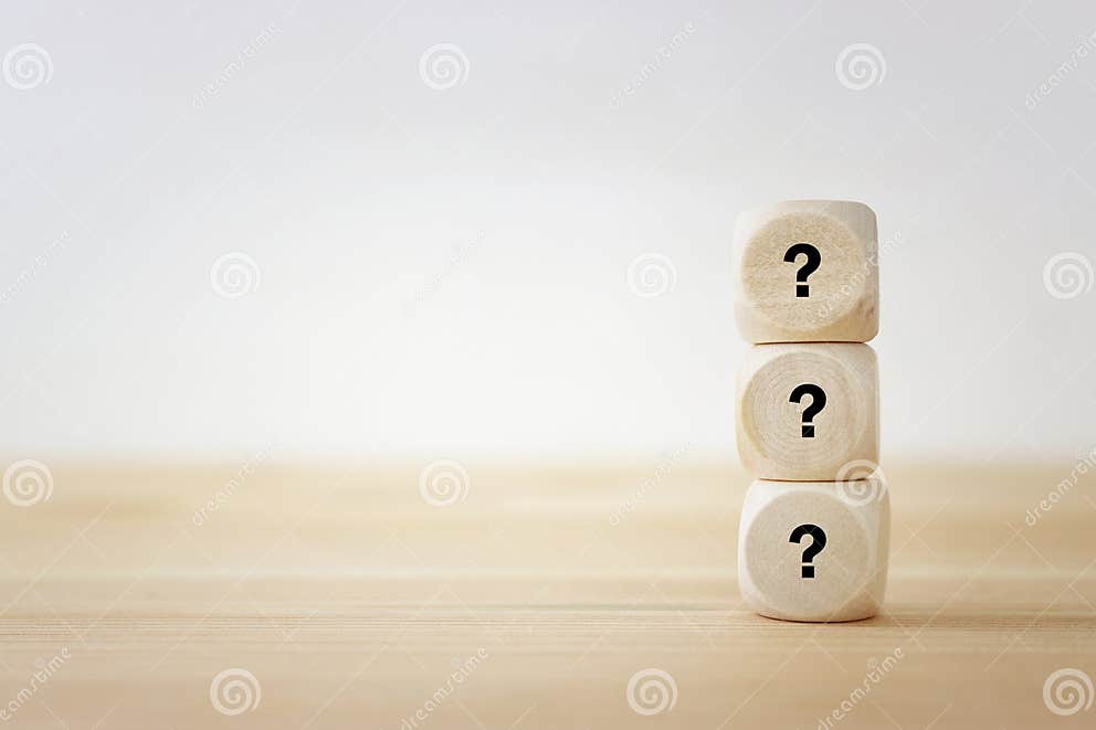 Wooden Cubes with Question Marks on a White Background Stock Image ...