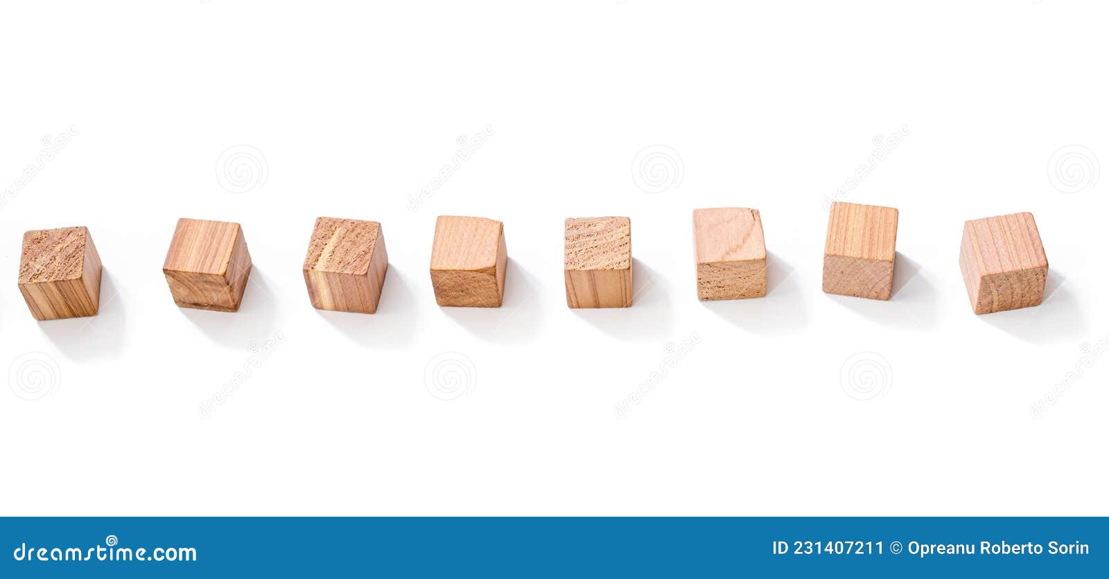 Wooden Cubes in Row Isolated on White Stock Image - Image of ideas ...
