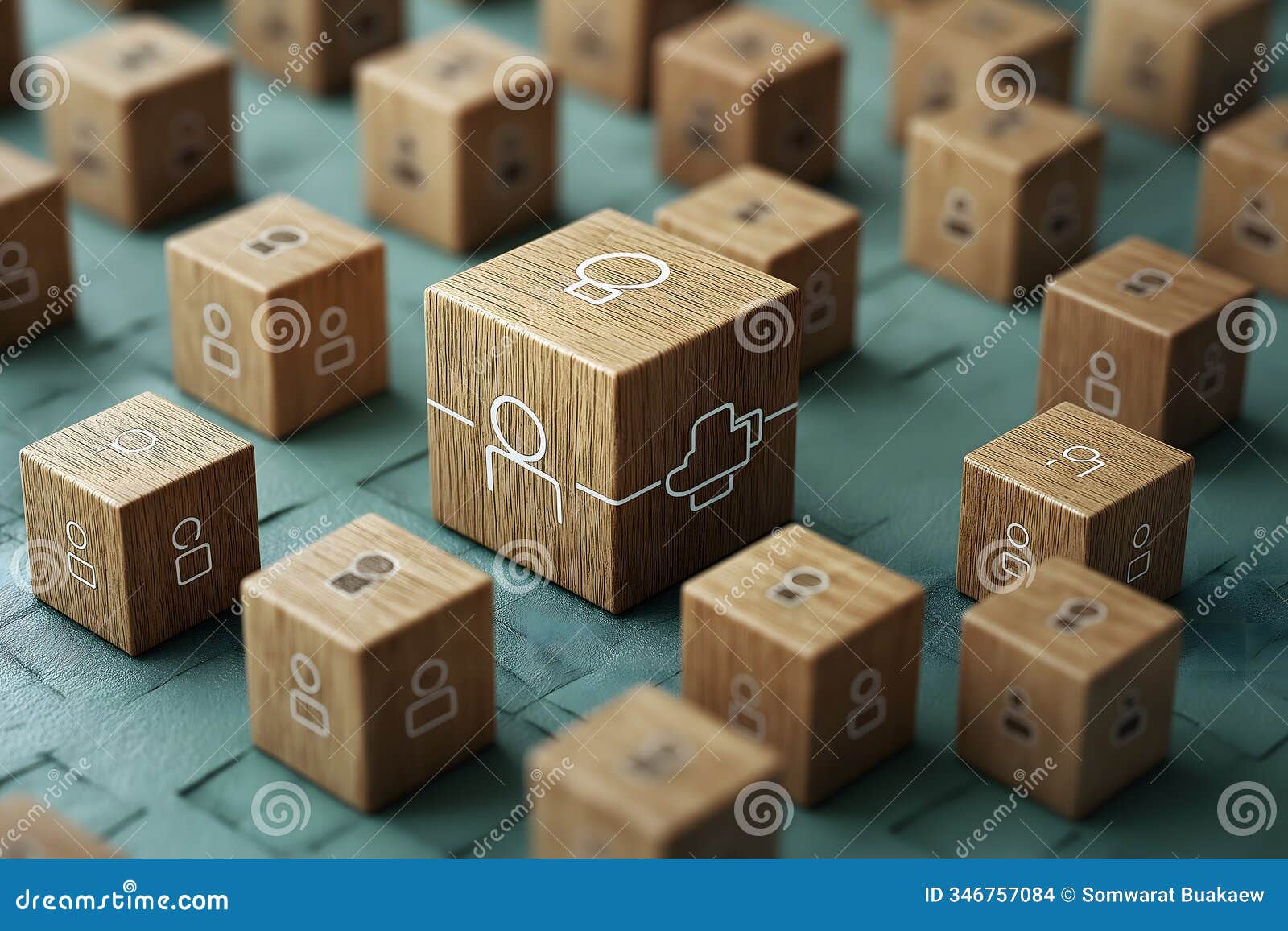 Wooden Cubes with Symbols Representing Networking and Communication ...
