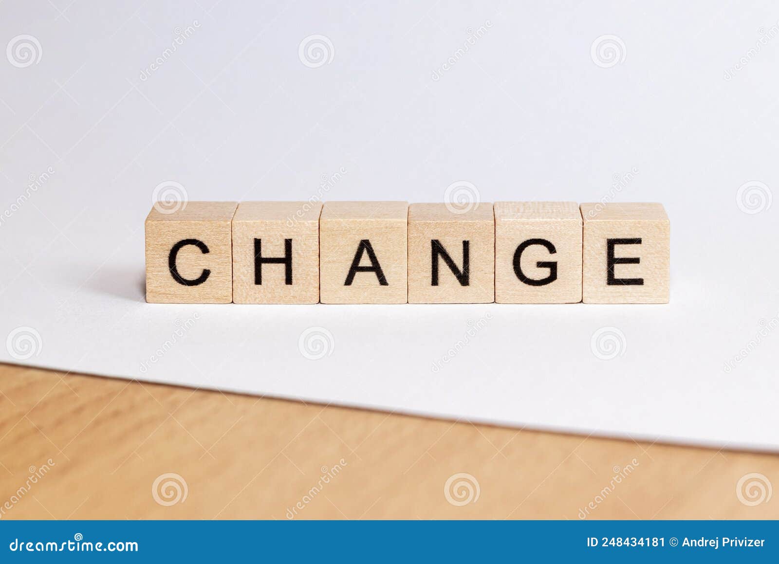 Wooden Cubes with the Word Change on a White Background Stock Image ...
