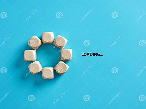 Wooden Cubes with the Word Loading in Loading Progress Indicator Bar ...