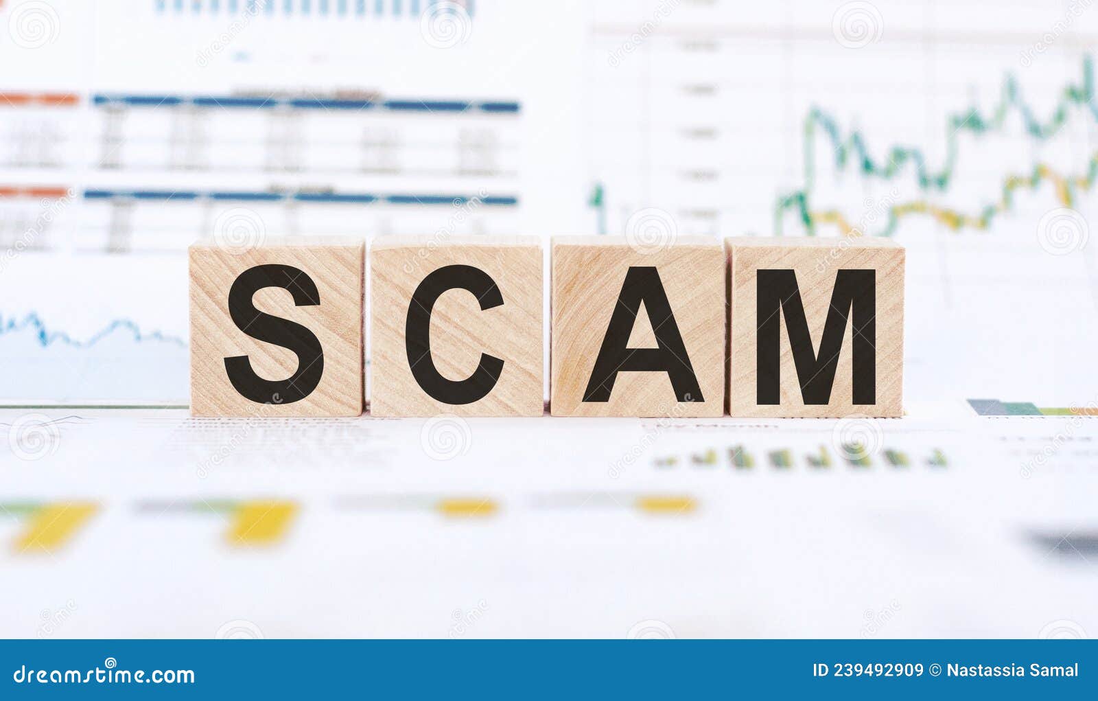 Wooden Cubes with the Word Scam on a White Background Stock Image ...