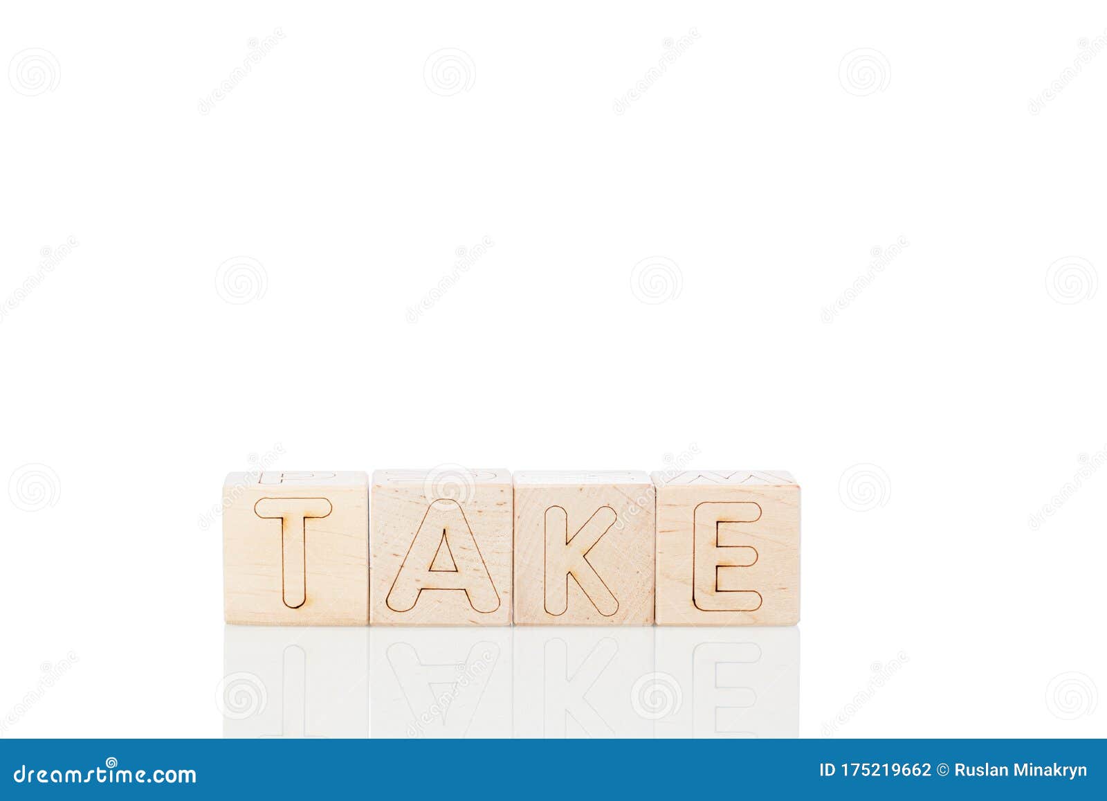 Wooden Cubes with Word Take on a White Background Stock Photo - Image ...
