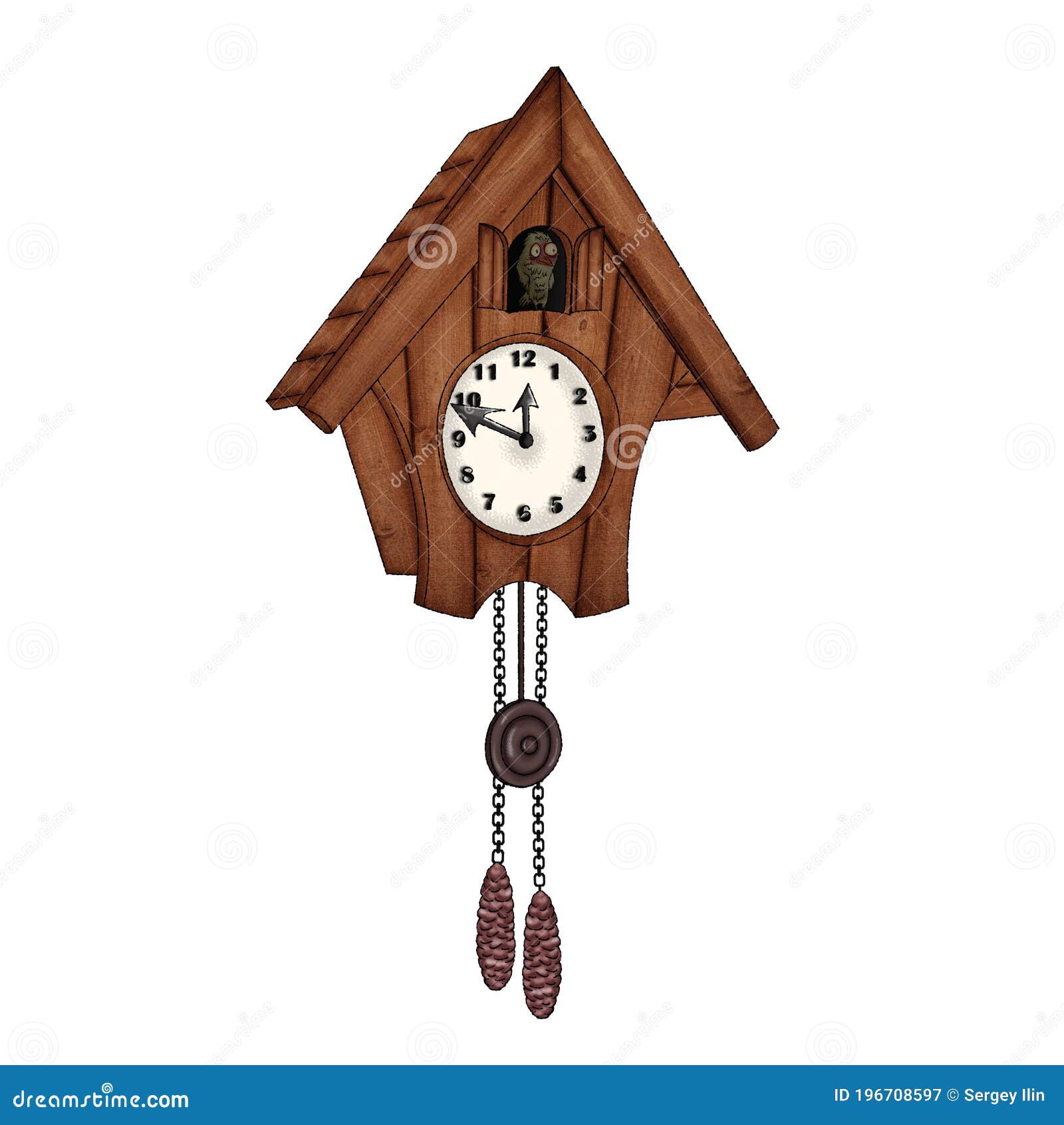 Wooden Cuckoo Clock. Isolated Illustration on a White Background Stock ...