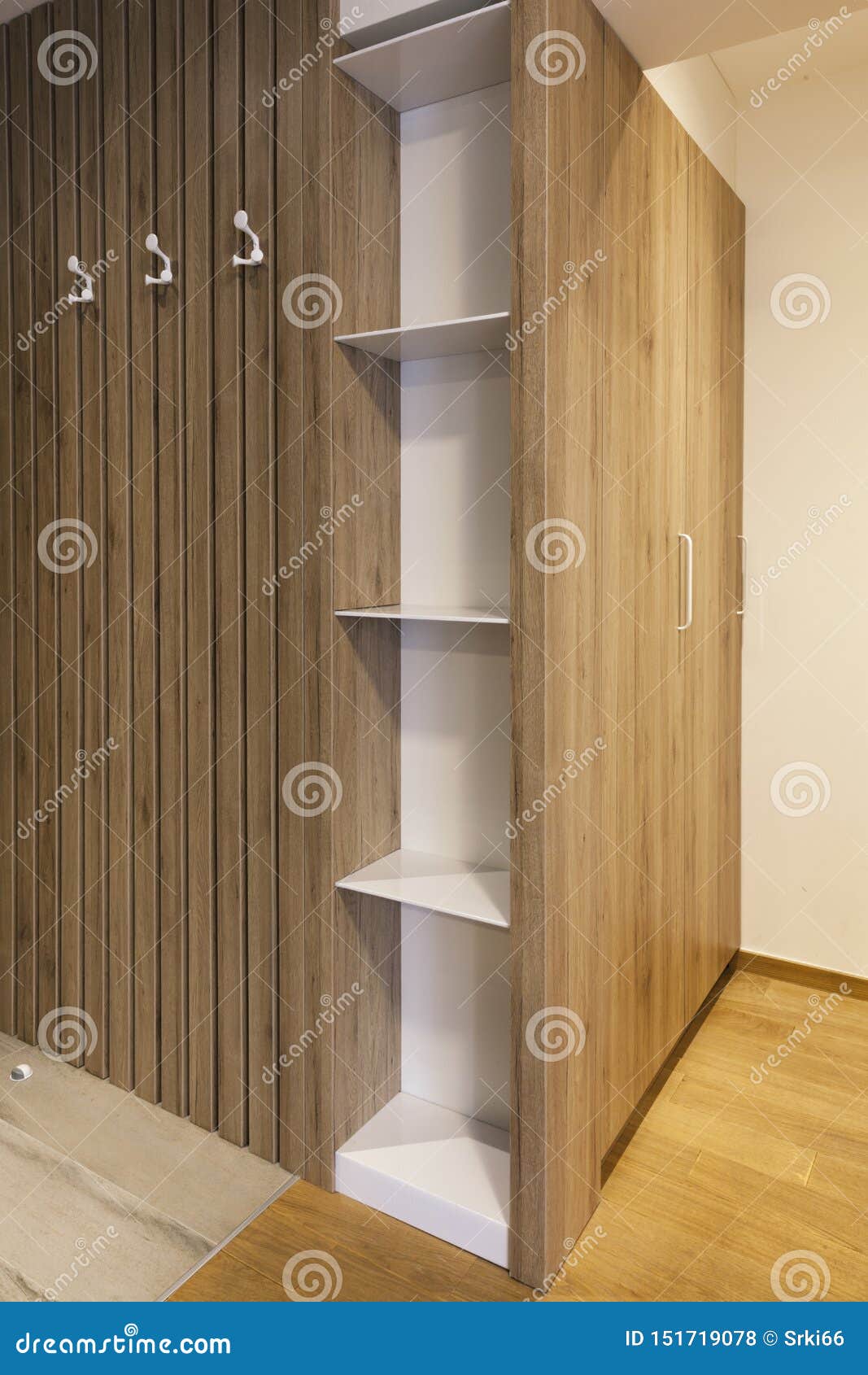 Wooden Cupboard and Shelves Stock Photo - Image of inside, house: 151719078