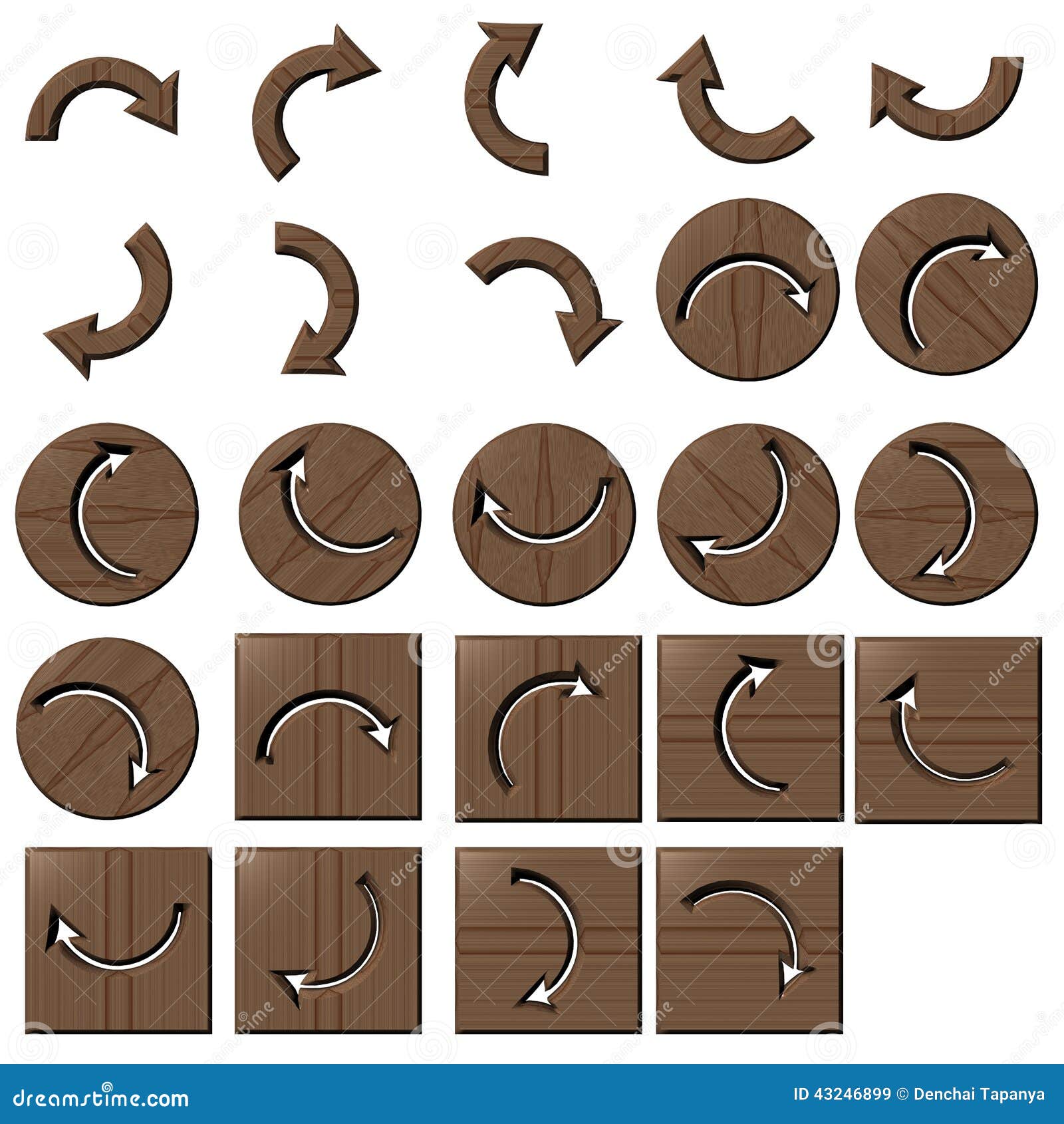 Wooden curve arrow buttons stock illustration. Illustration of classic ...
