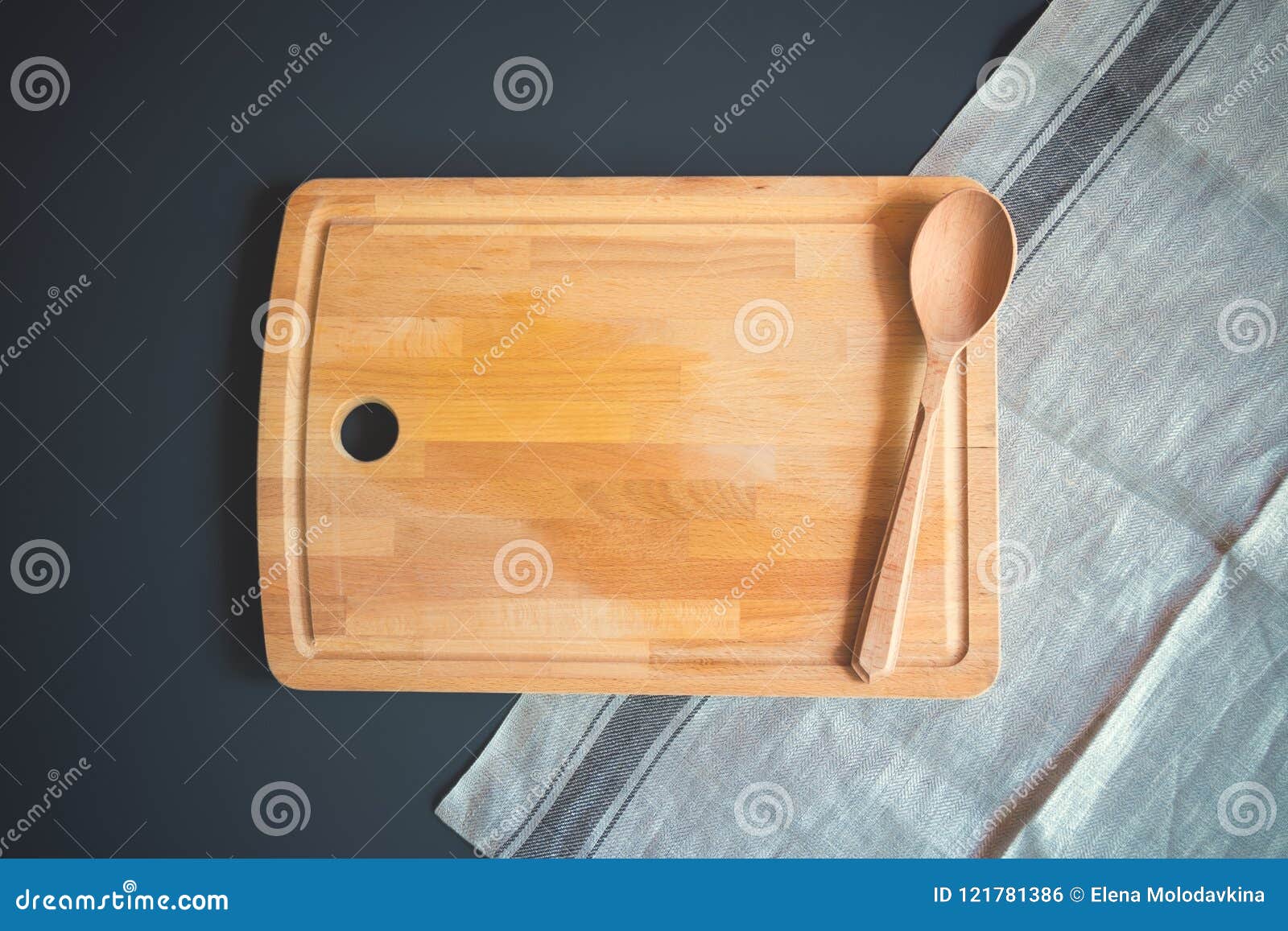 Wooden Cutting Board with Wooden Spoon Stock Photo - Image of cooking ...