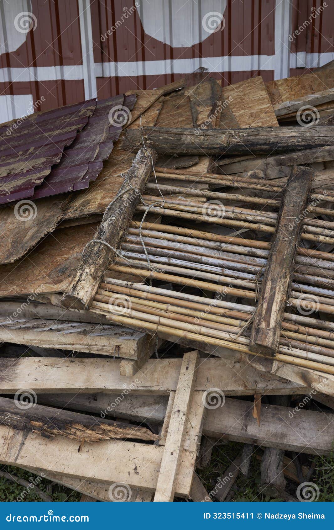 Wooden Debris at the Yard, Boards and Plates Stock Image - Image of ...