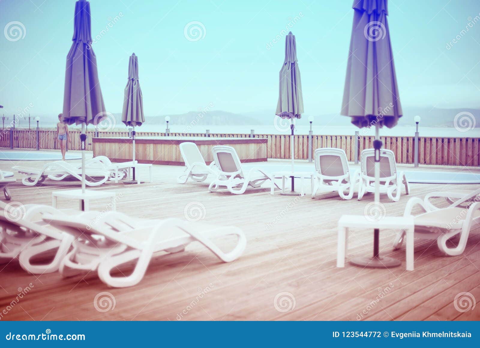 Wooden Deck Beach Sea Ocean Resort Sun Lounger Umbrella Hotel Pool Sky