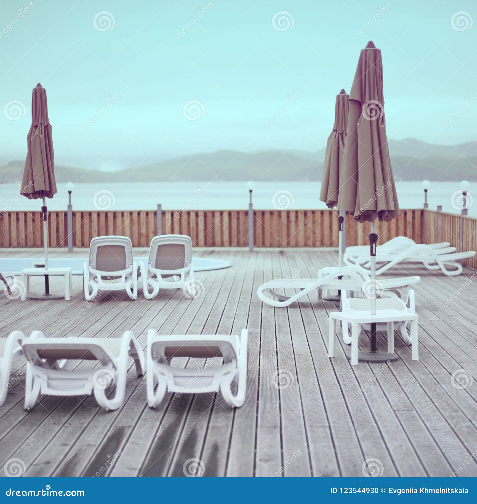 Wooden Deck Beach Sea Ocean Resort Sun Lounger Umbrella Hotel Pool Sky