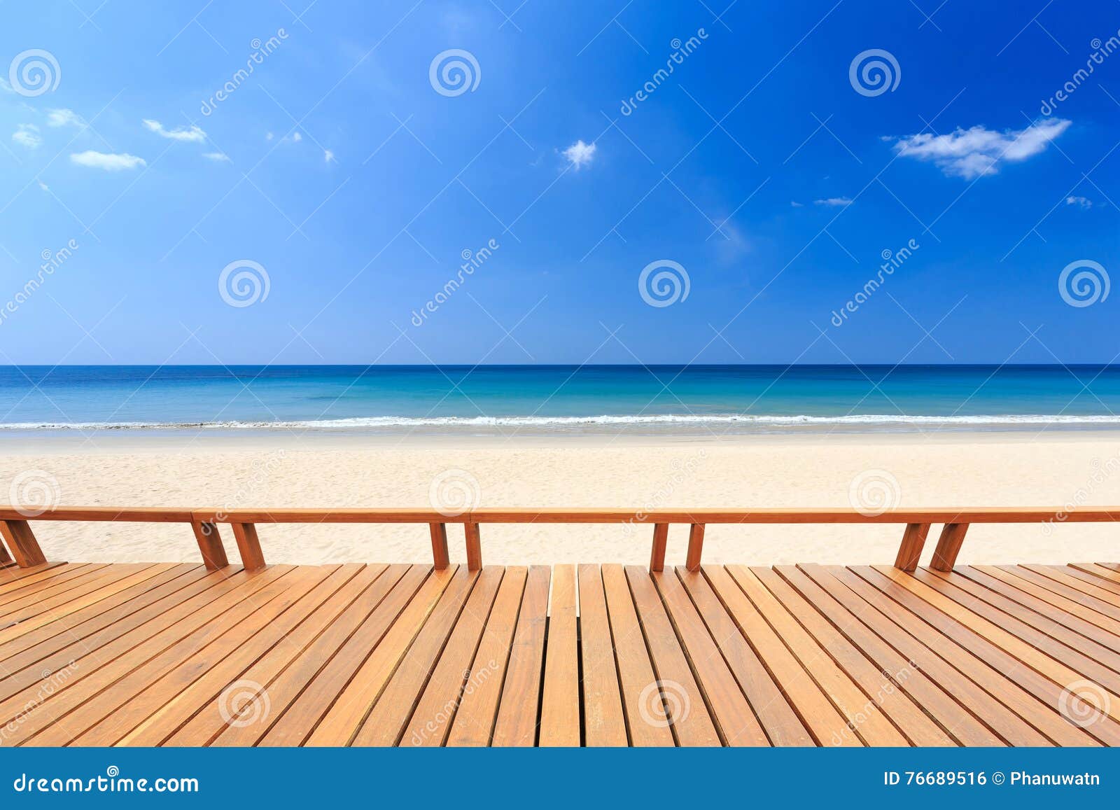 Wooden Decking or Flooring and Tropical Beach Stock Photo - Image of ...