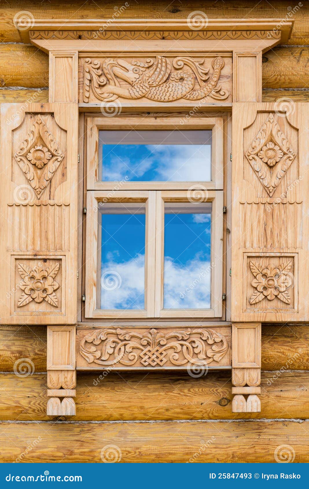 Wooden decorated window stock image. Image of europe - 25847493