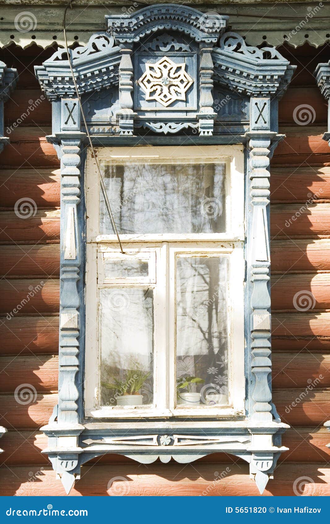 Wooden Decoration on Traditional Russian Window Stock Photo - Image of ...