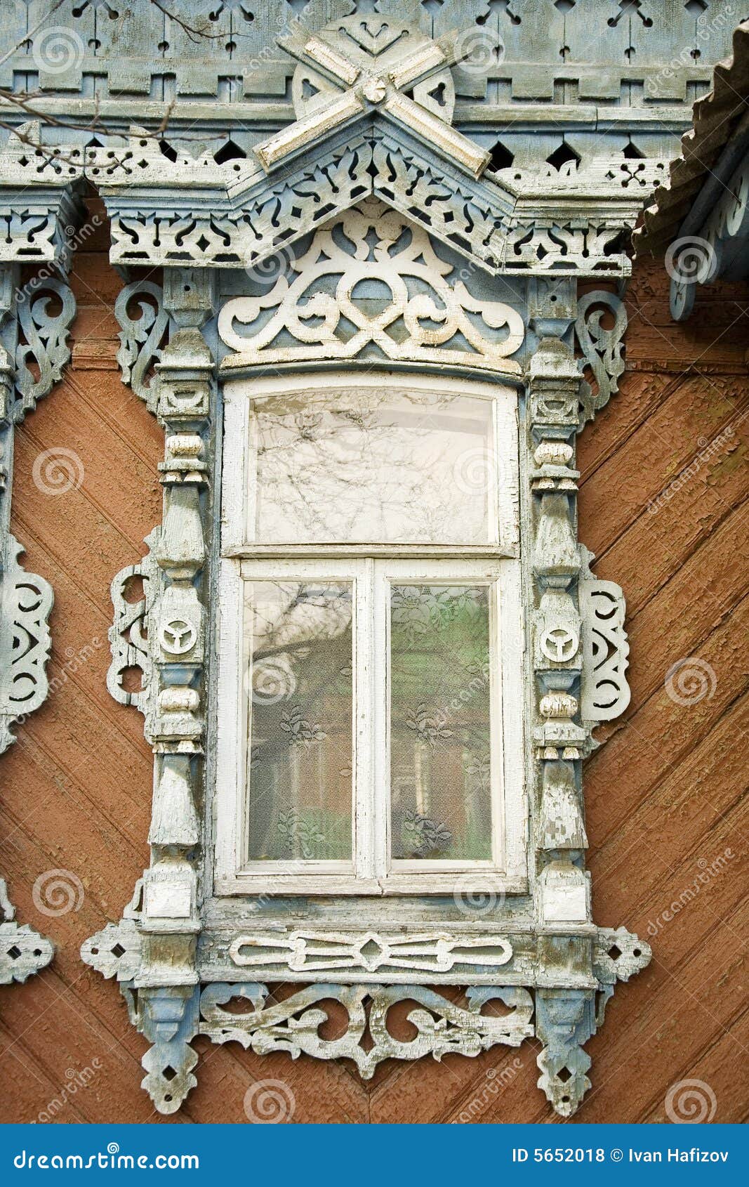 Wooden Decoration on Traditional Russian Window Stock Photo - Image of ...