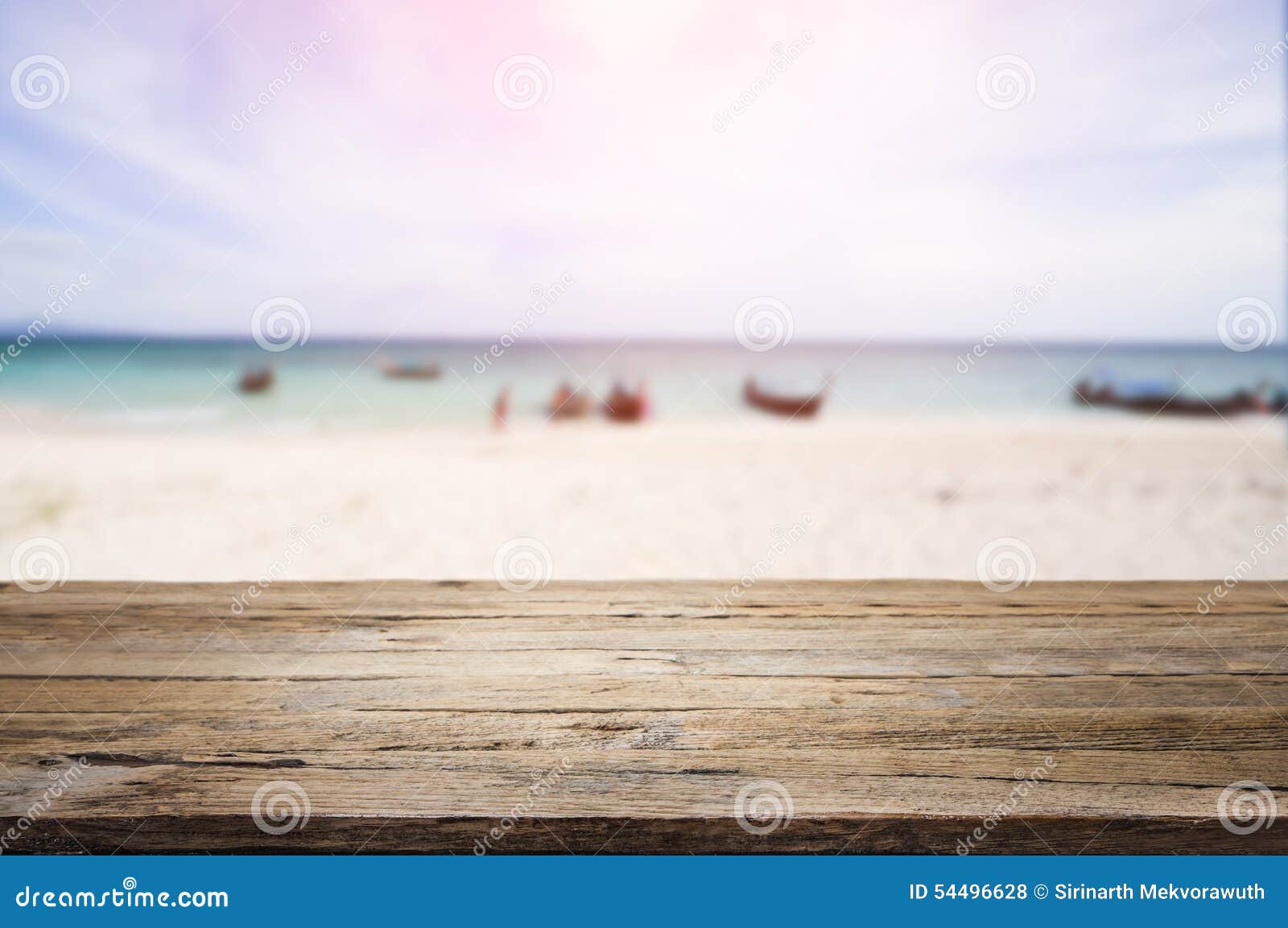 Wooden desk on beach stock photo. Image of space, beach - 54496628