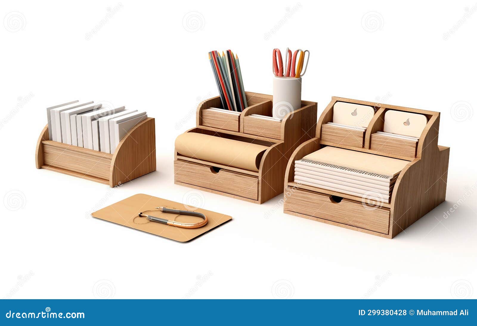 Wooden Desk Caddy on White Background Stock Photo - Image of relaxation ...
