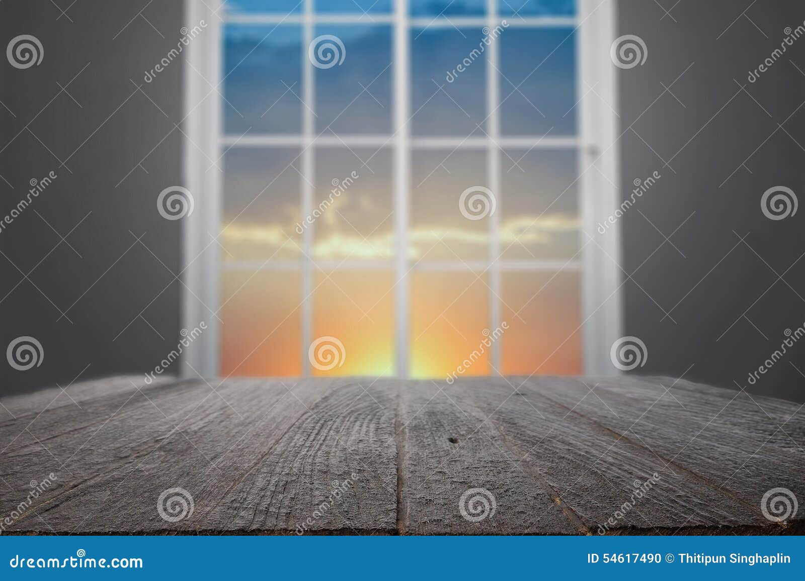 Wooden Desk Platform and Home Interior of Window Stock Photo - Image of ...