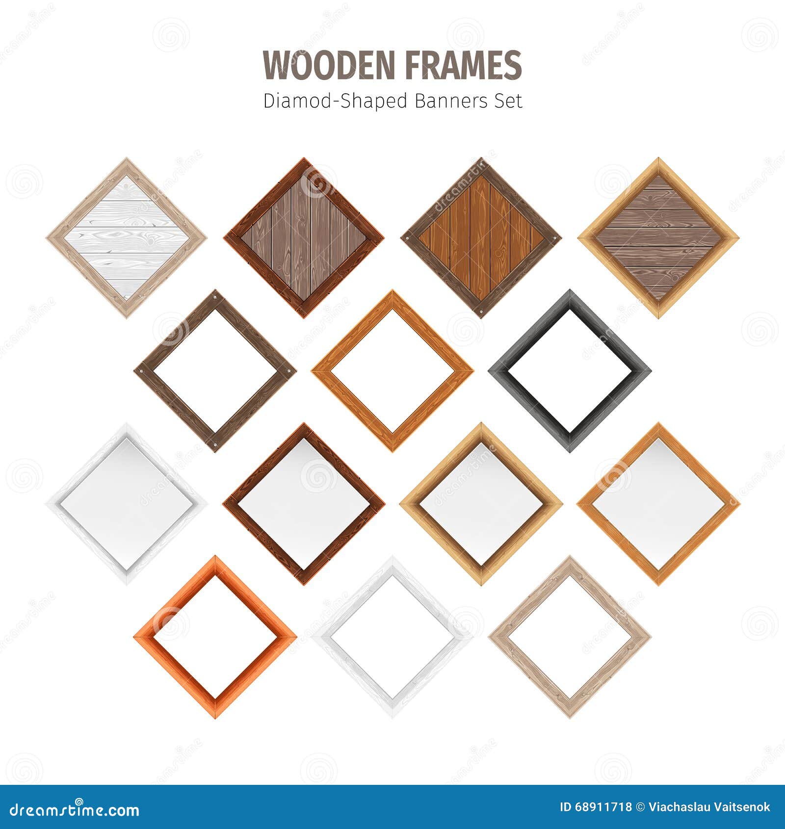 Wooden Diamond-Shaped Banners Set Stock Vector - Illustration of ...