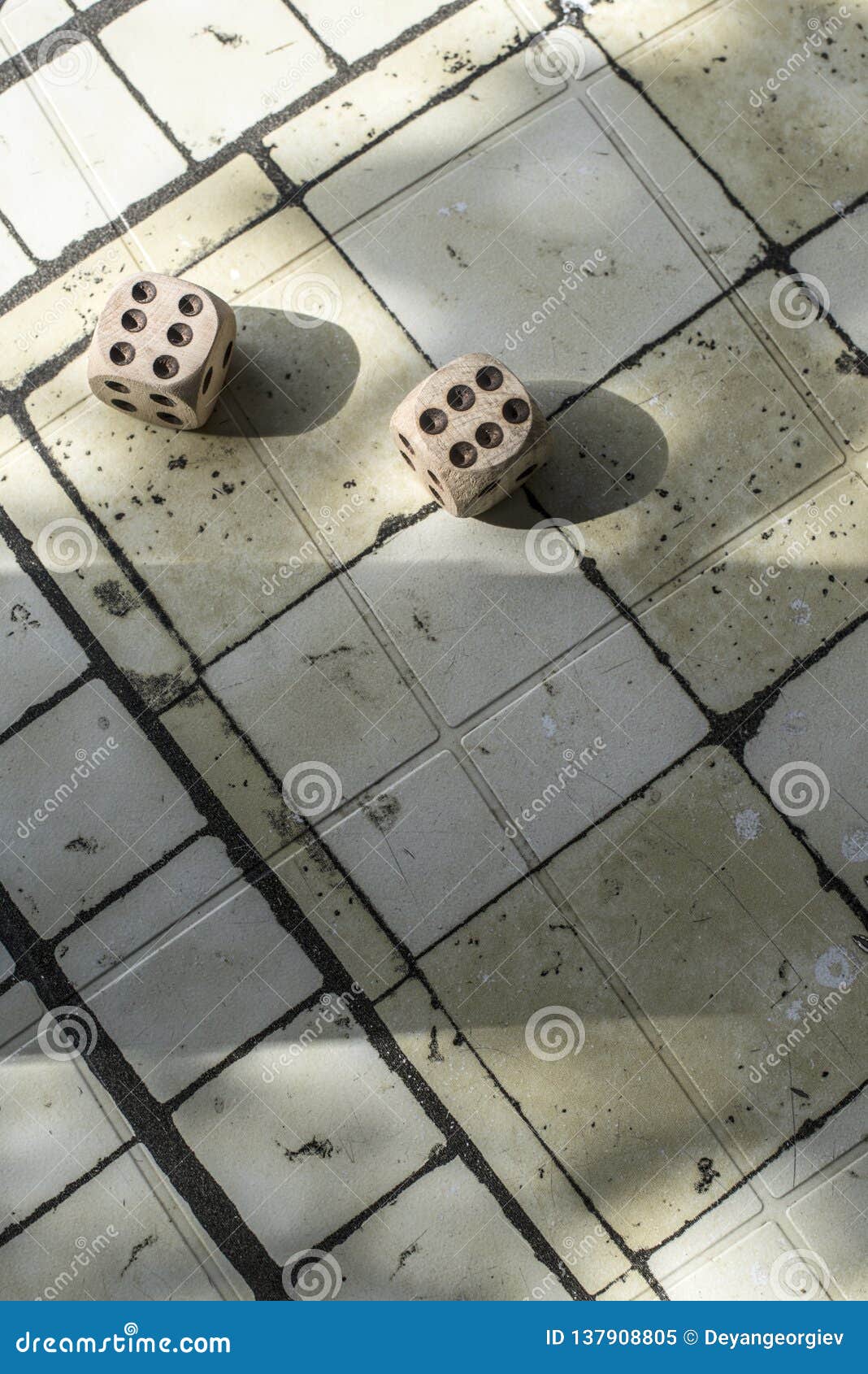 Wooden dice on table stock image. Image of dice, wood - 137908805