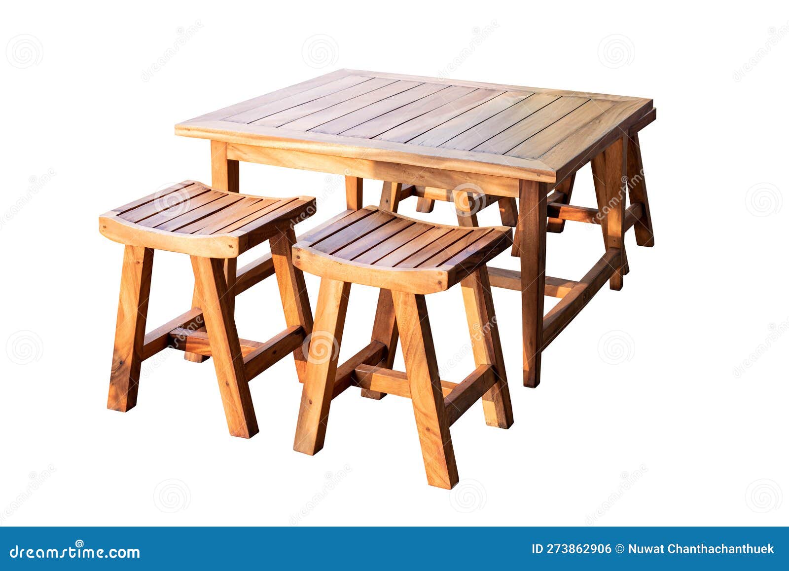 Wooden Dining Table Set Isolated Stock Photo - Image of house ...