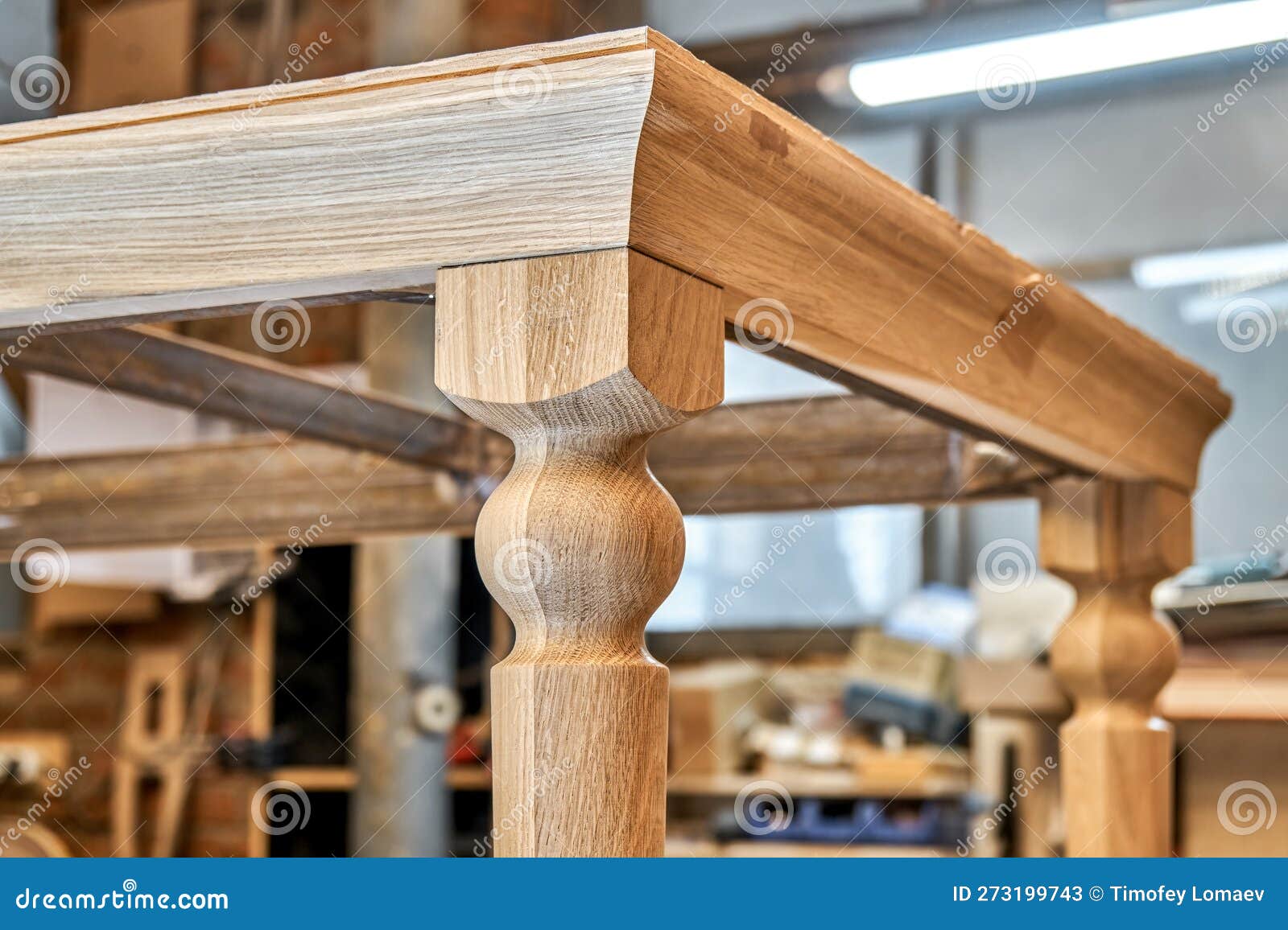 Wooden Dining Table of Solid Oak Build Process in Workshop Stock Image ...