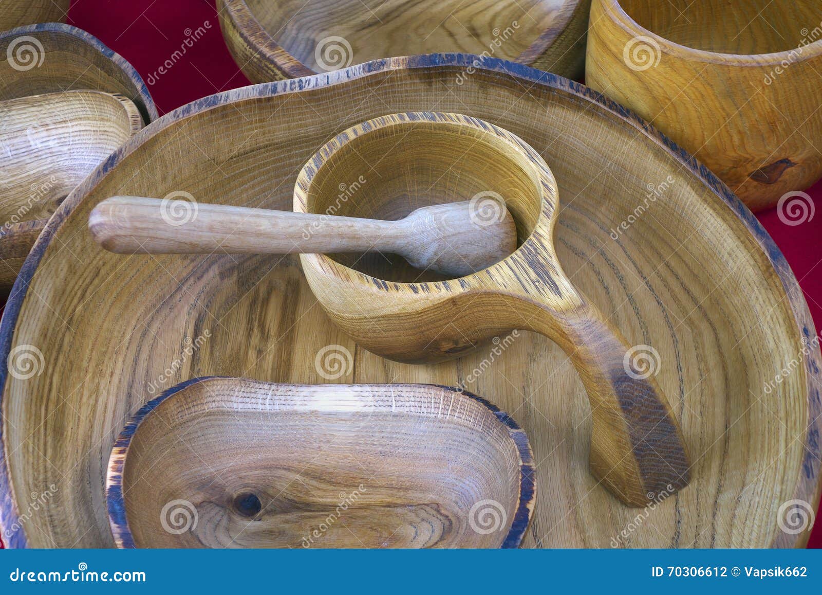 Wooden dining utensils. stock photo. Image of plate, rural - 70306612