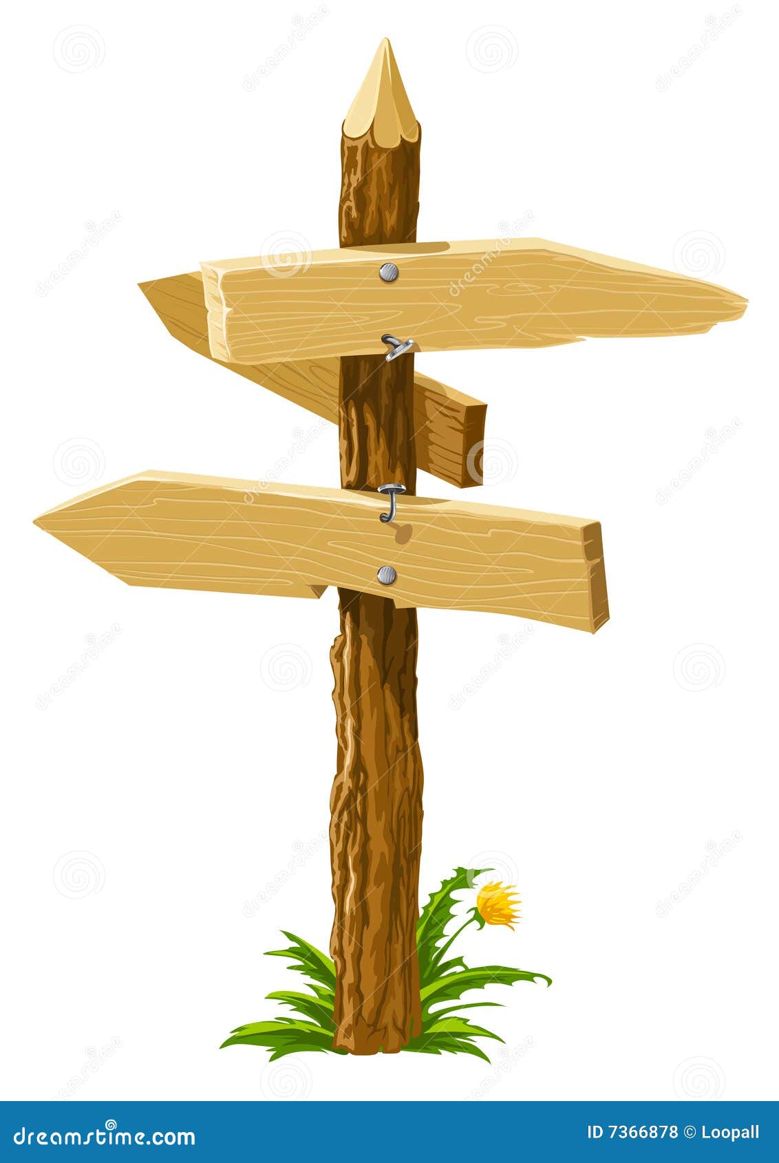Wooden Direction Arrows on the Crossroads Stock Illustration ...