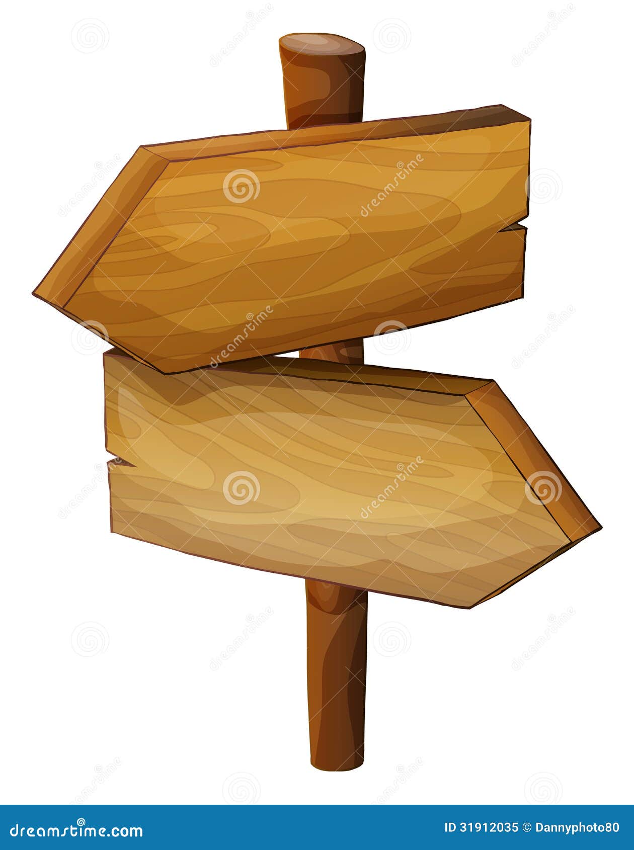 Wooden Direction Signpost. Vector Way Wood Directional Arrow Board ...