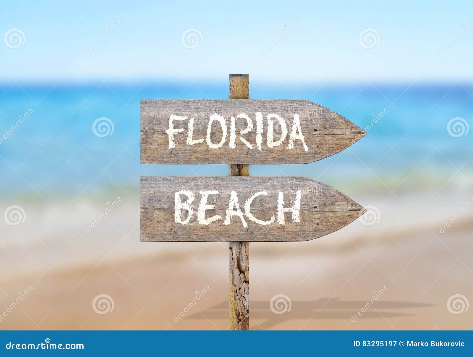 Wooden Direction Sign with Florida Beach Stock Image - Image of florida ...