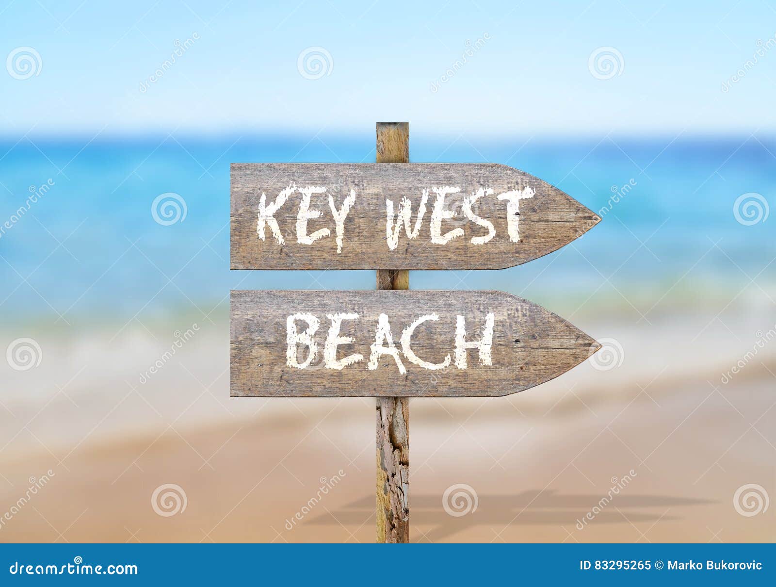 Wooden Direction Sign with Key West Stock Image - Image of retro ...