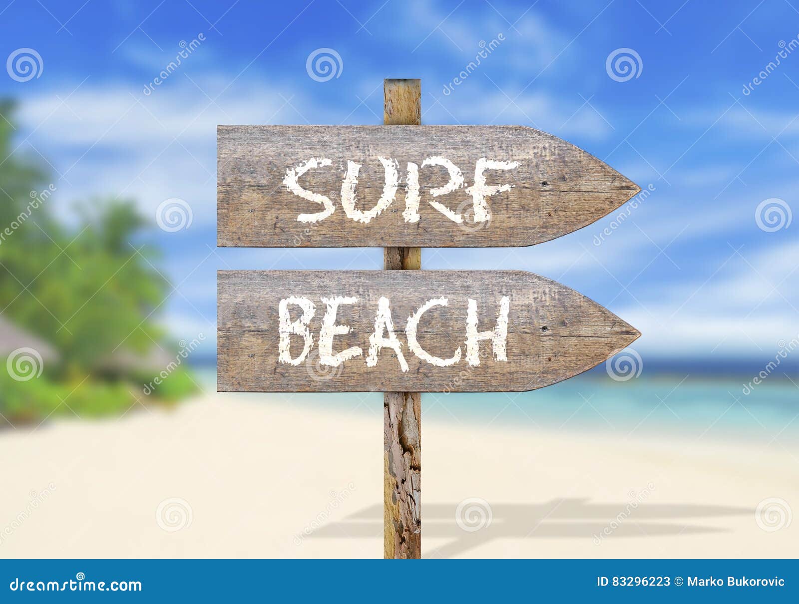 Wooden Direction Sign with Surf Beach Stock Image - Image of surf ...