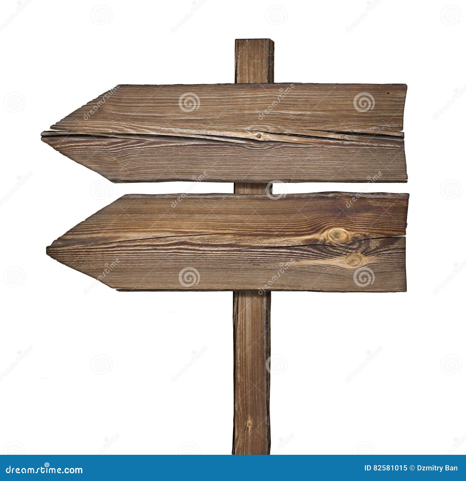 Wooden Direction Sign with Two Arrows in One Direction Stock Image ...