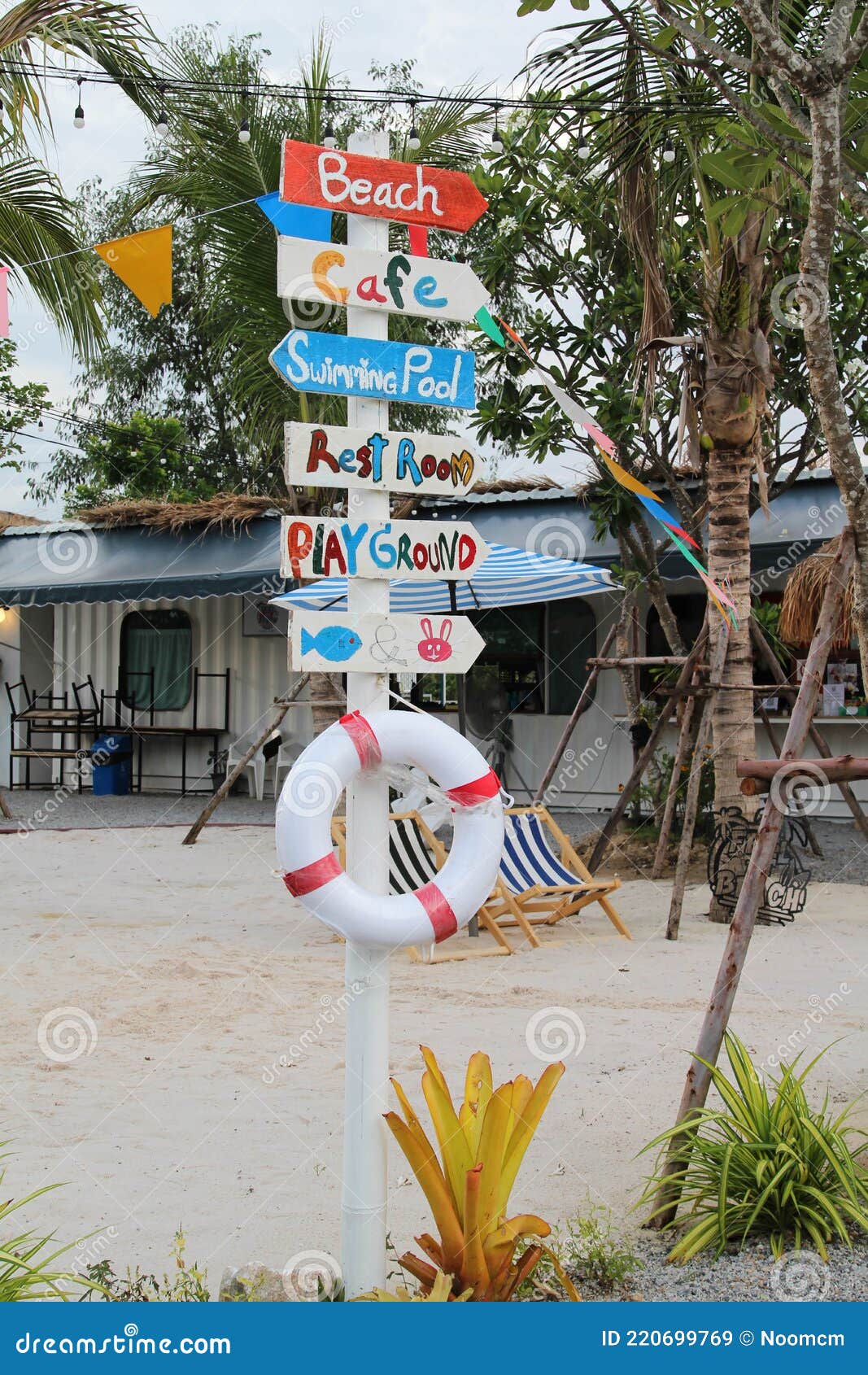 Directional Signs on the Beach Stock Image - Image of relax, room ...