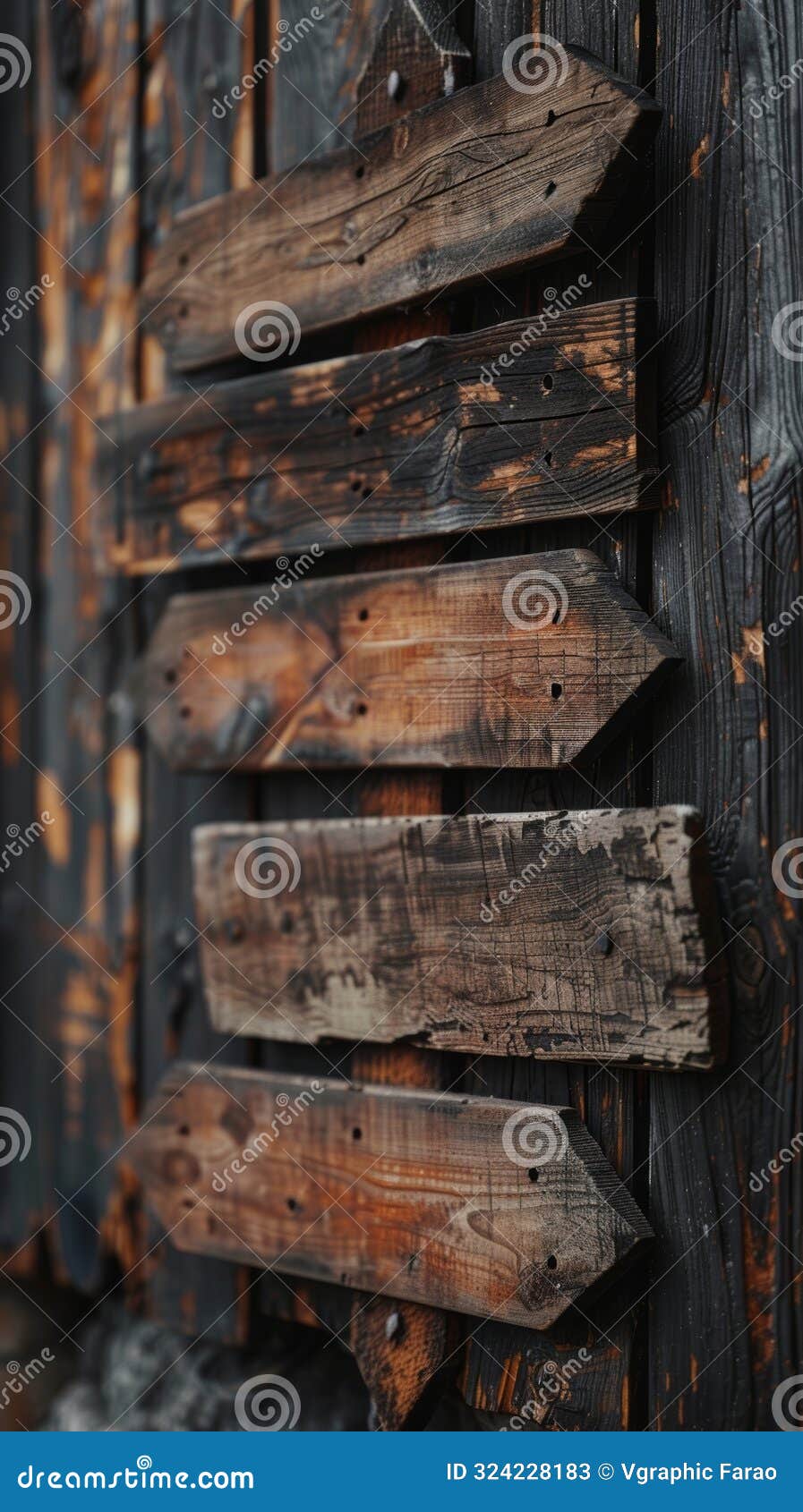 Wooden Directional Signs on Rustic Wooden Background Stock Image ...
