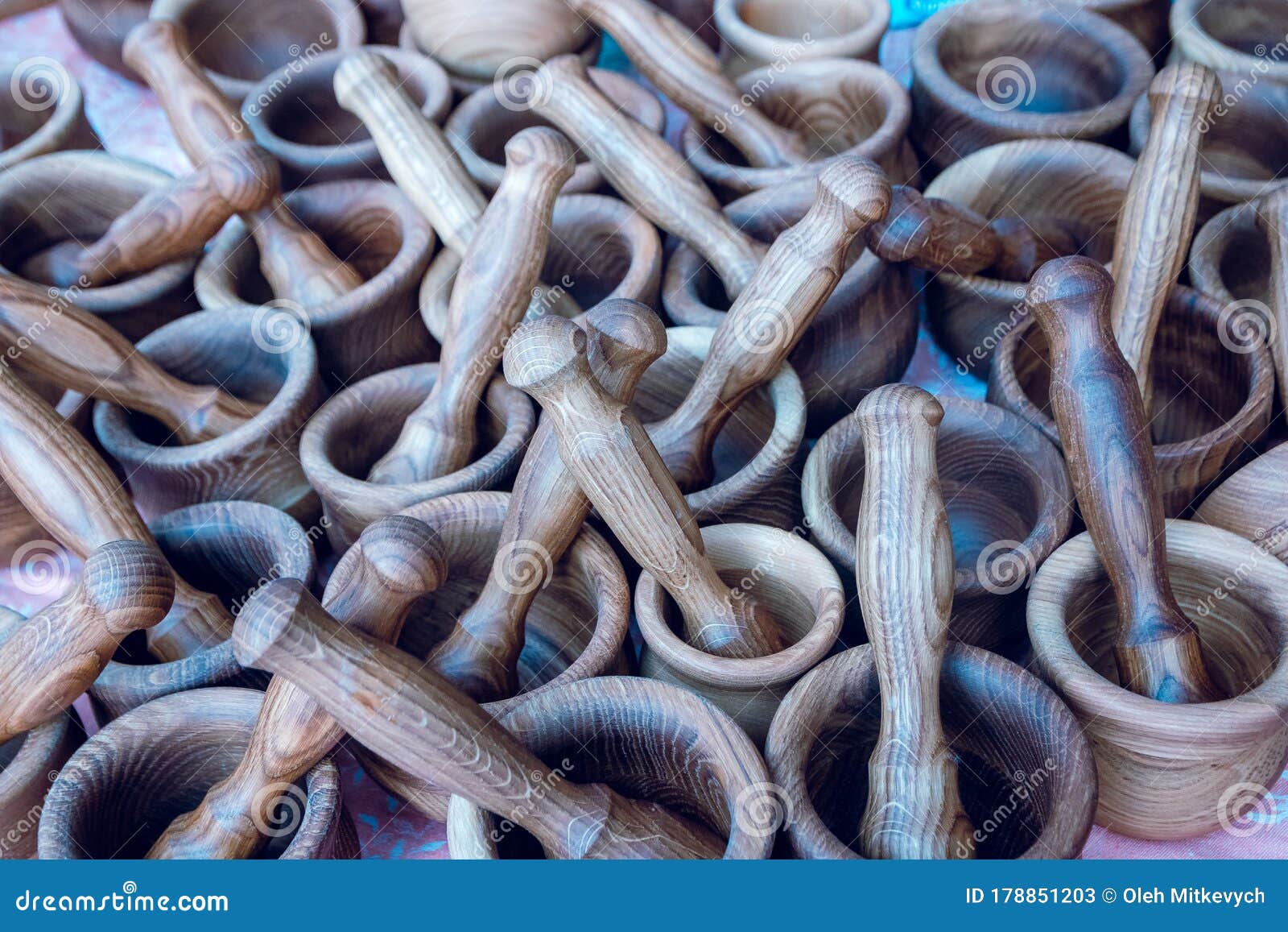 Wooden Handicrafts at the City Fair.. Handmade Stock Image - Image of ...