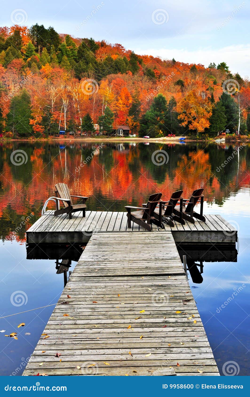 Wooden dock on autumn lake stock photo. Image of natural - 9958600